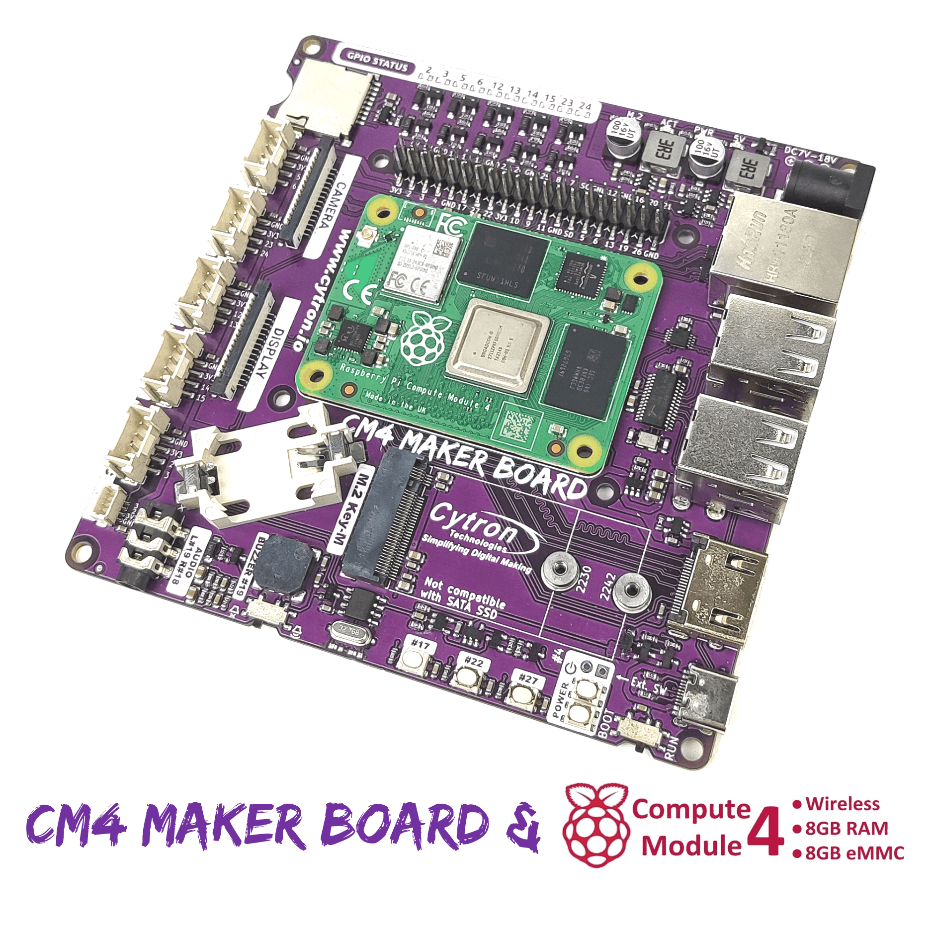 CM4 Maker Board & Kits : Maker’s Carrier Board for Raspberry Pi CM4/CM5